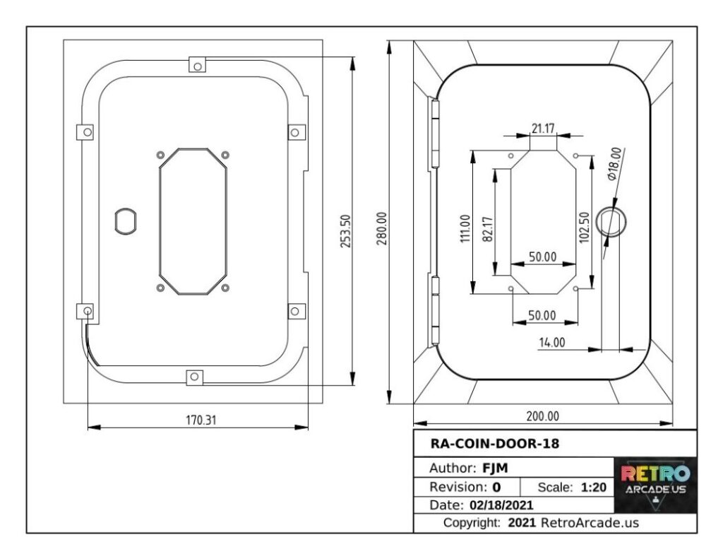 Arcade game coin door panel, For Coin acceptor Jamma Mame Pinball – NEW ...