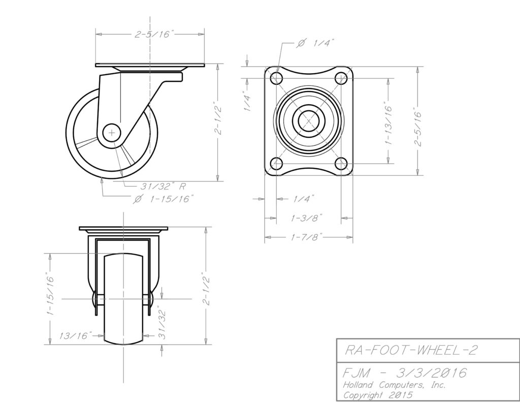 Foot wheel, Swivel Industrial Casters 2 inch wheels with ball bearings ...